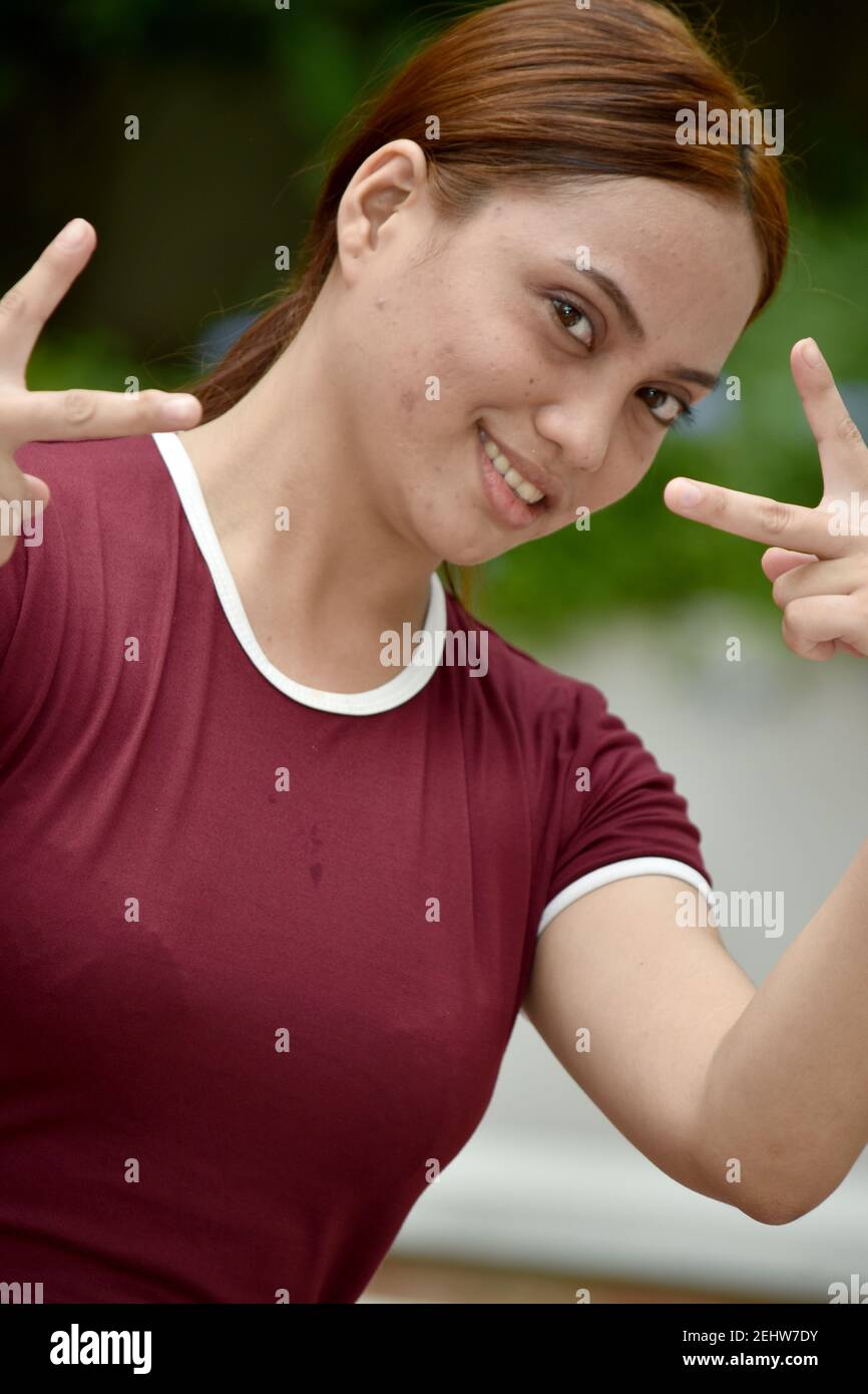 Female And Peace Sign Wearing Tshirt Stock Photo - Alamy