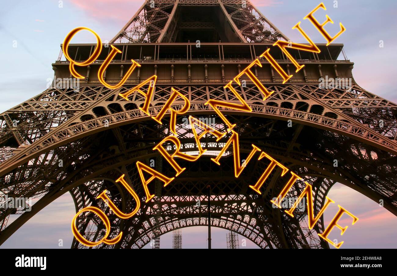 Coronavirus in Paris, France. Quarantine sign. Concept of COVID ...