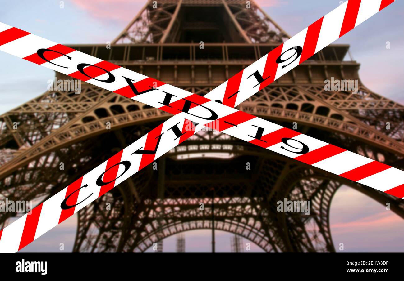 Coronavirus in Paris, France. Quarantine sign. Concept of COVID ...
