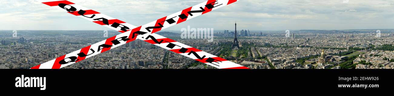 Coronavirus in Paris, France. Quarantine sign. Concept of COVID ...