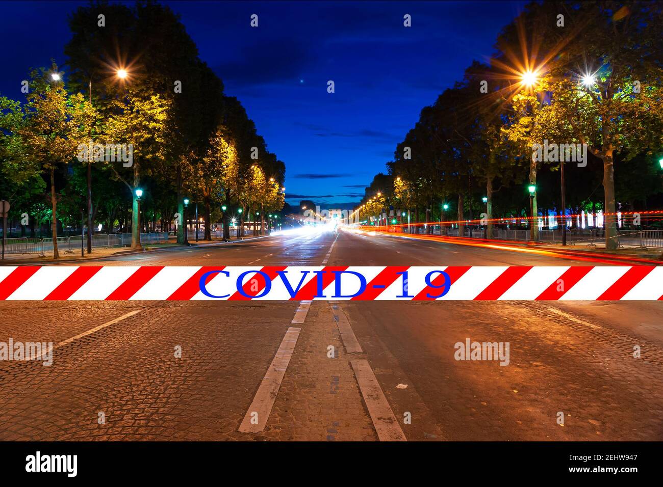 Coronavirus in Paris, France. Quarantine sign. Concept of COVID ...