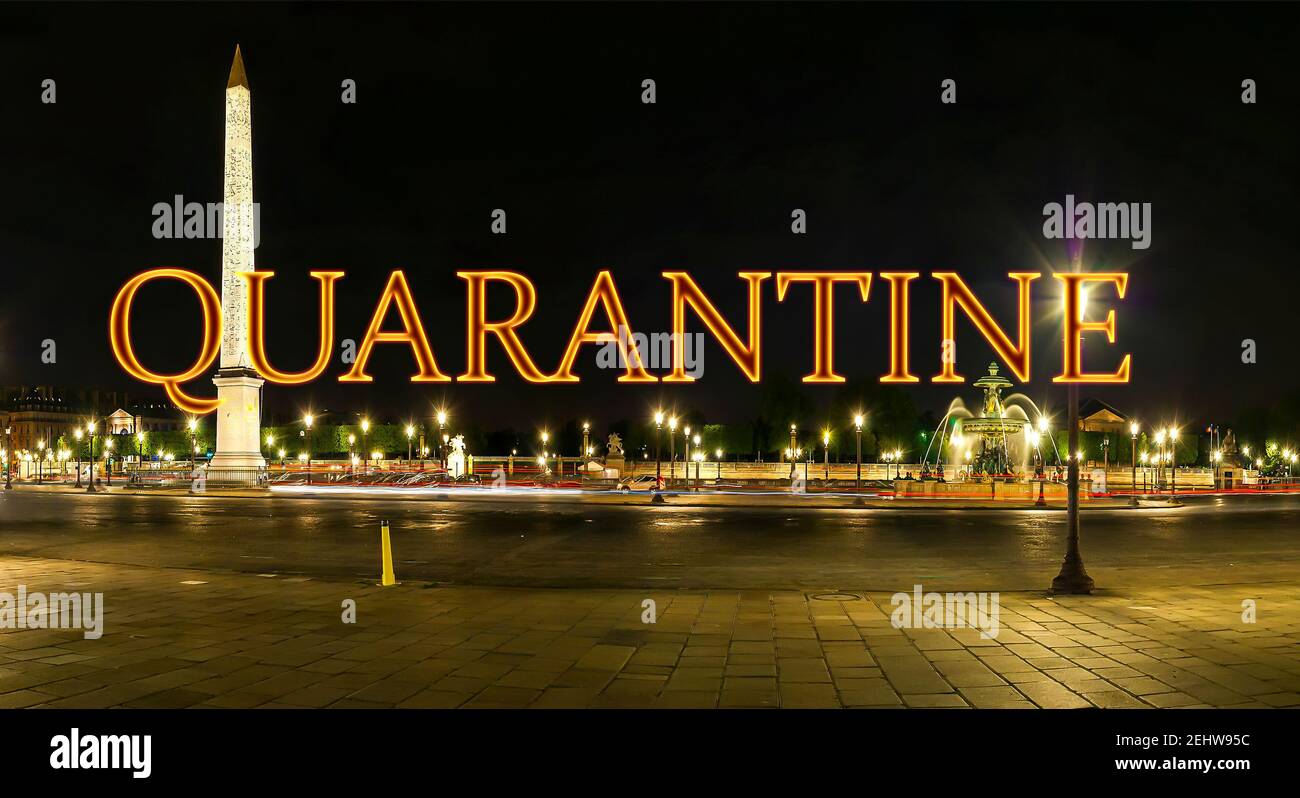Coronavirus in Paris, France. Quarantine sign. Concept of COVID ...