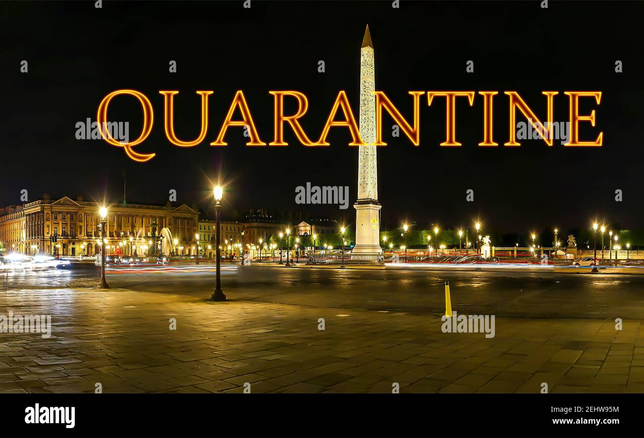 Coronavirus in Paris, France. Quarantine sign. Concept of COVID ...