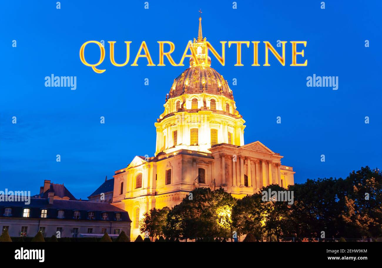 Coronavirus in Paris, France. Quarantine sign. Concept of COVID ...