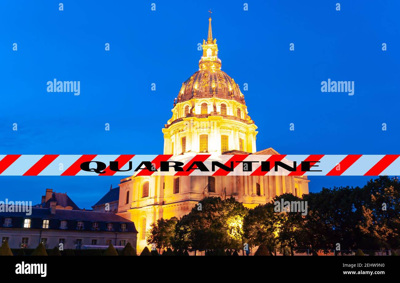 Coronavirus in Paris, France. Quarantine sign. Concept of COVID ...