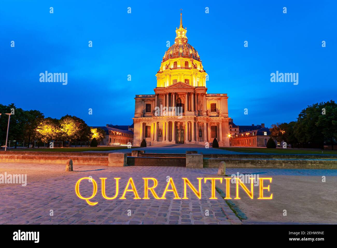 Coronavirus in Paris, France. Quarantine sign. Concept of COVID ...