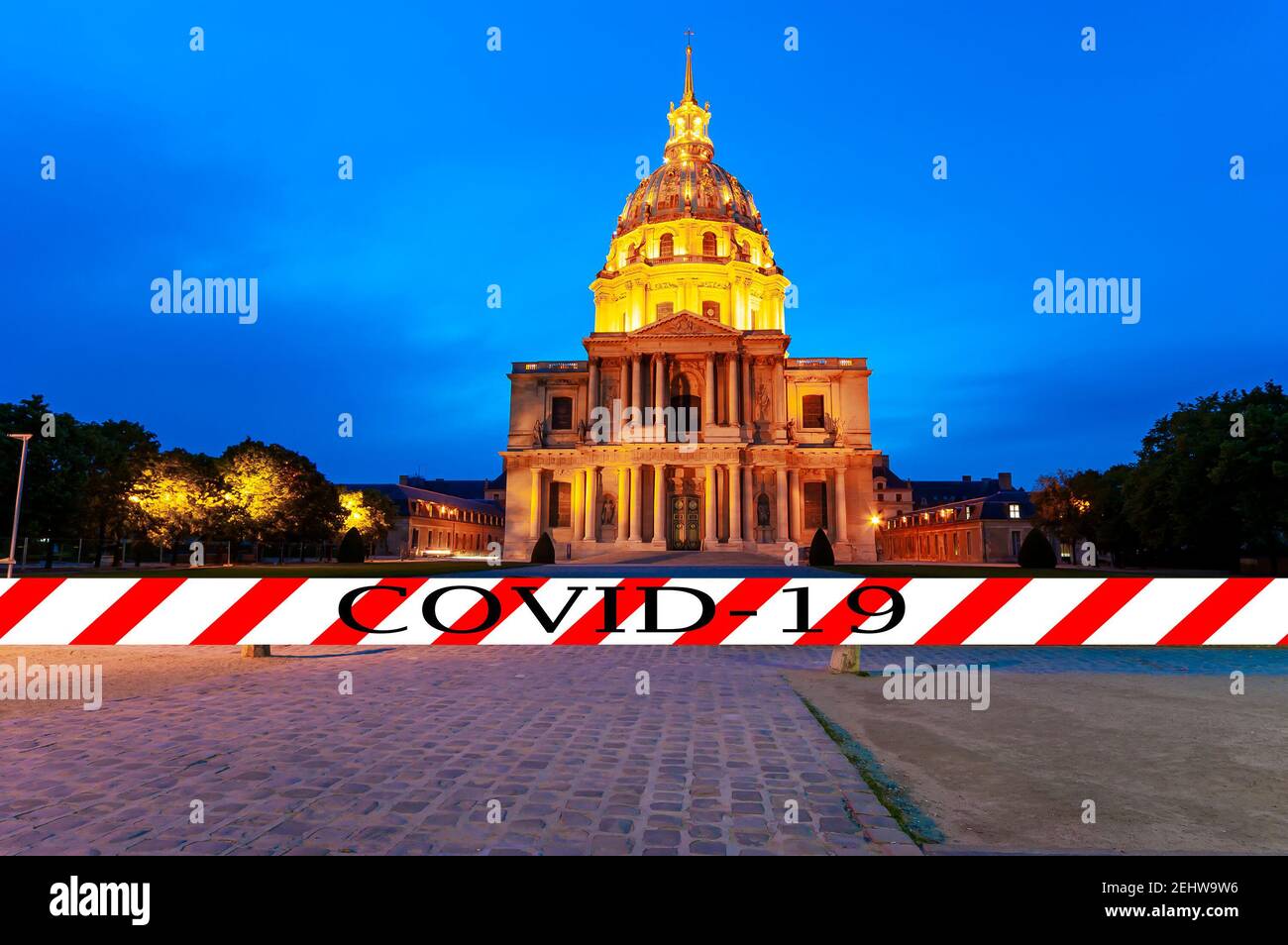 Coronavirus in Paris, France. Quarantine sign. Concept of COVID ...