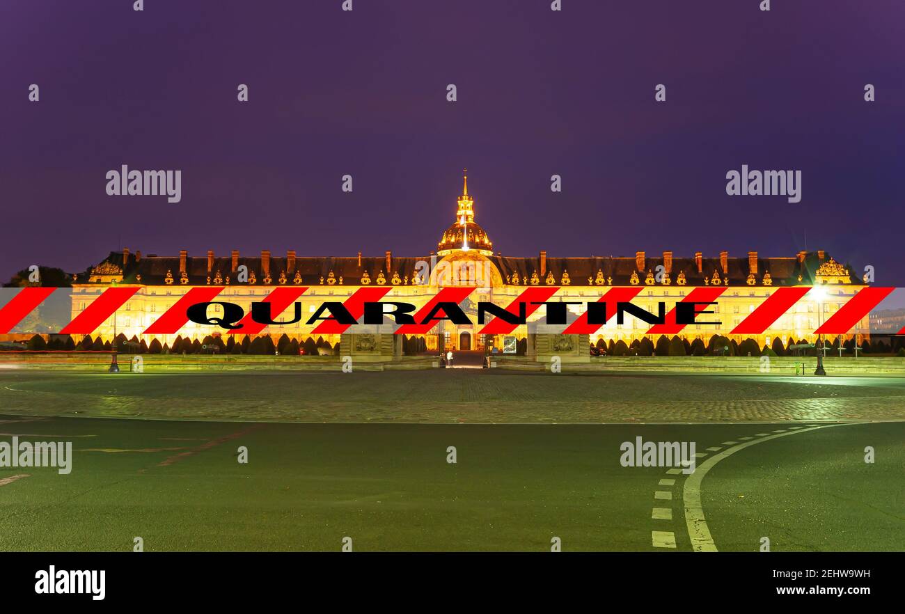Coronavirus in Paris, France. Quarantine sign. Concept of COVID ...