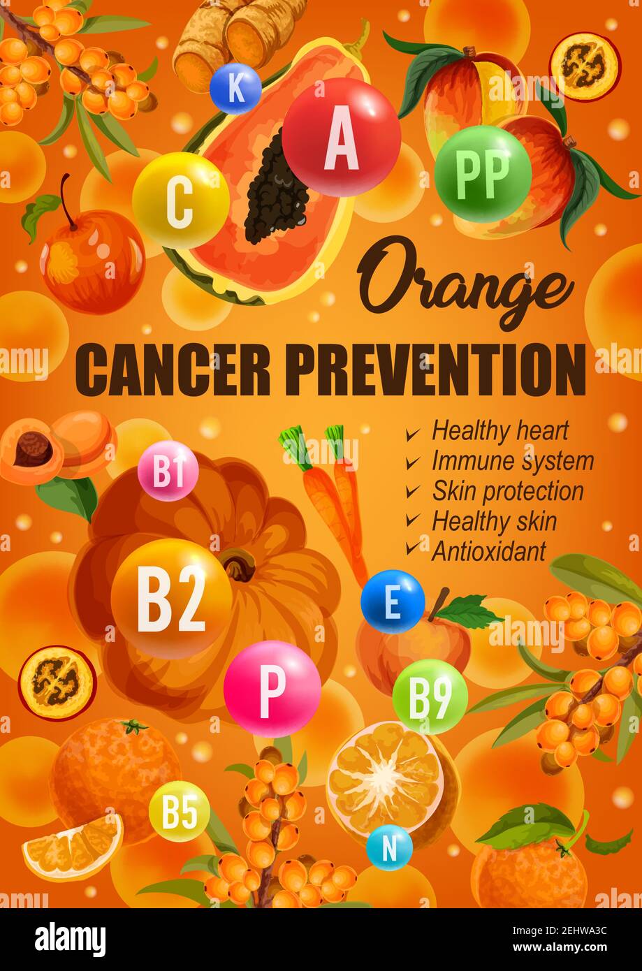 Orange color diet for cancer prevention, healthy hear and skin or ...