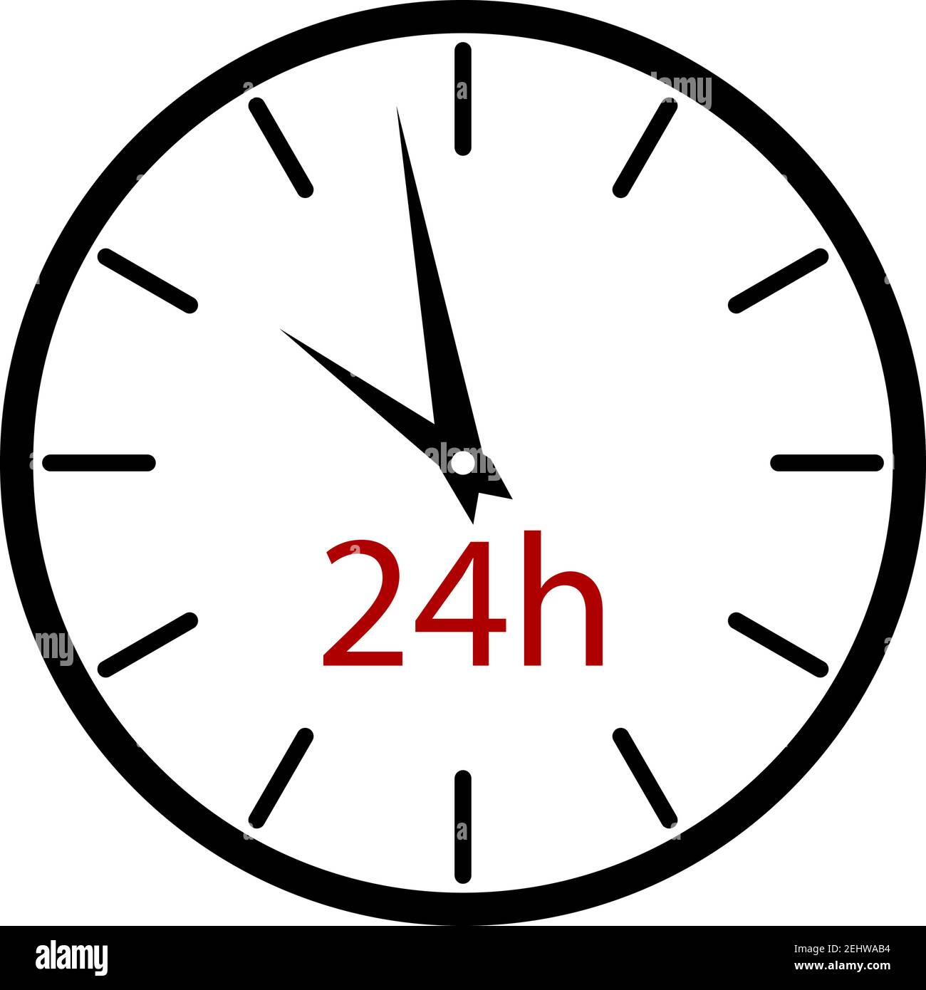 24 Hours Clock Icon. Flat Color Design. Vector Illustration Stock ...