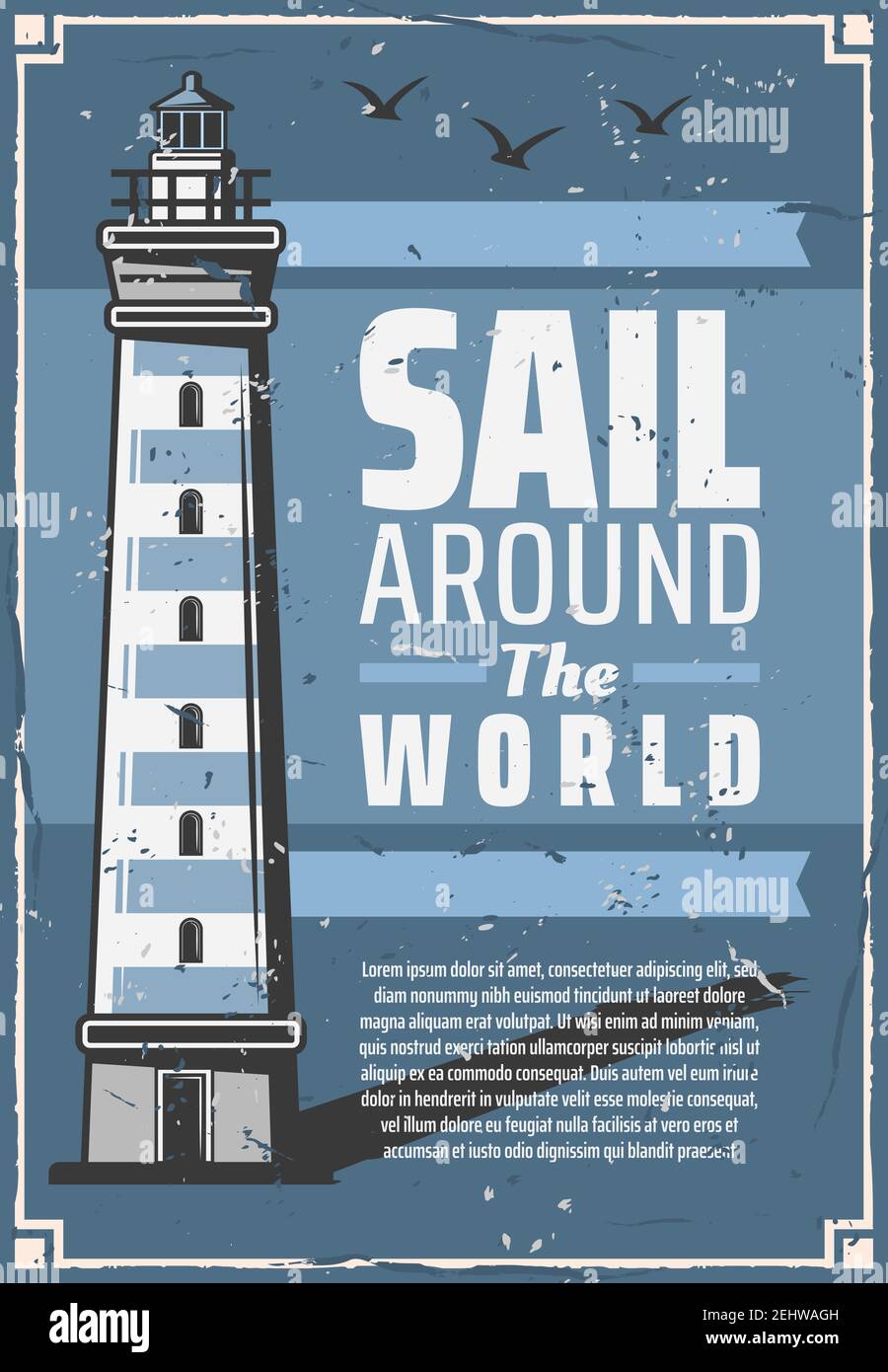 Lighthouse or sea beacon retro vector nautical navigation tower, marine ...
