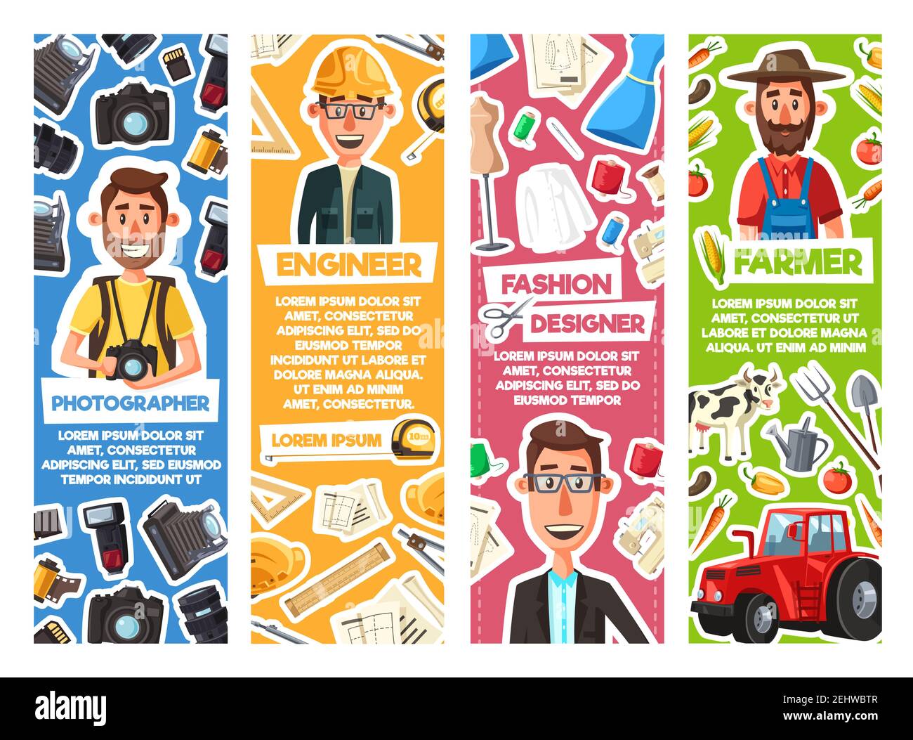 Photographer and engineer, fashion designer and farmer professions ...