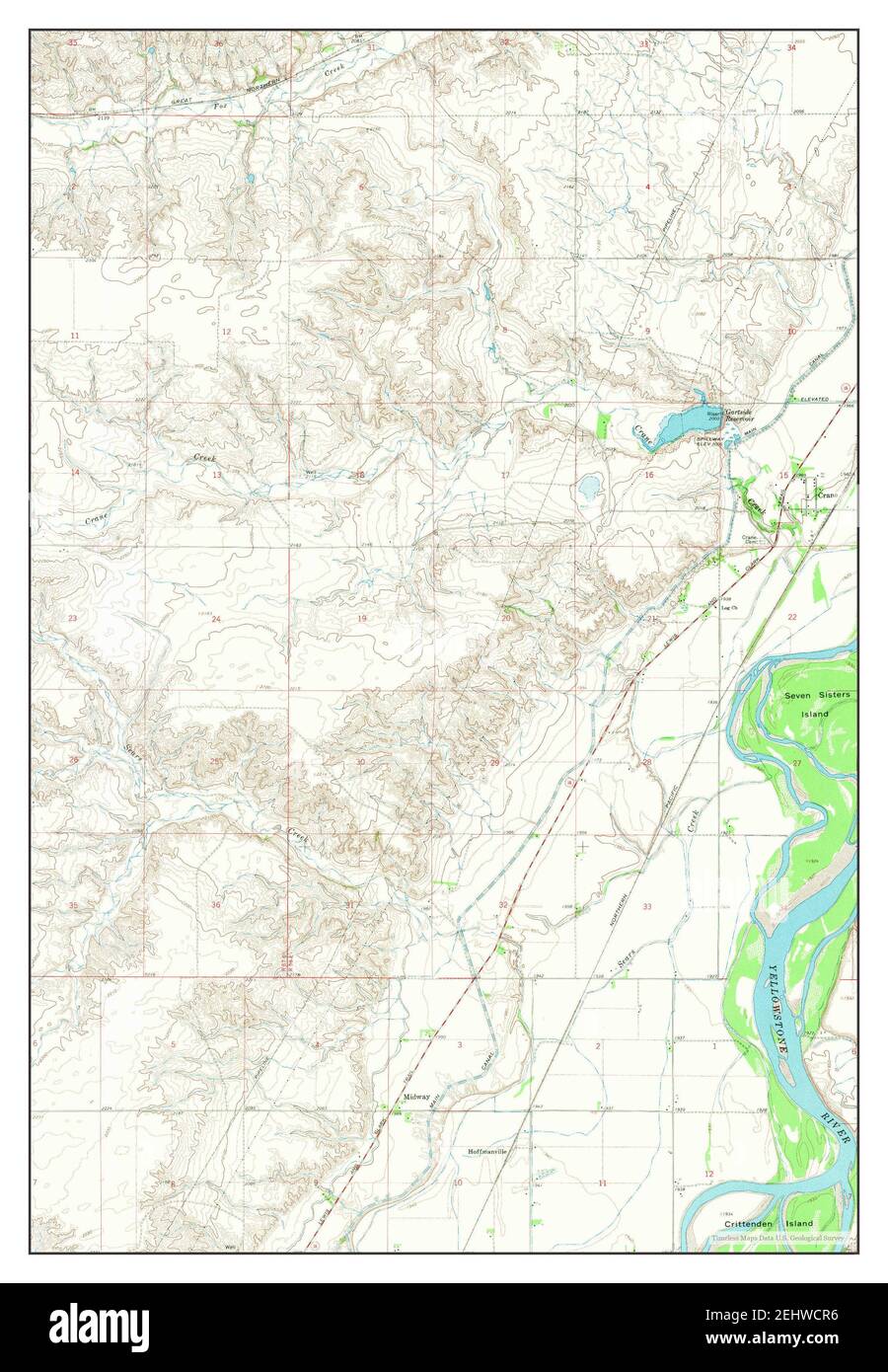 Crane, Montana, map 1966, 1:24000, United States of America by Timeless ...