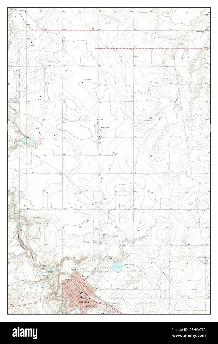 Map Of Cut Bank Montana High Resolution Stock Photography and Images ...