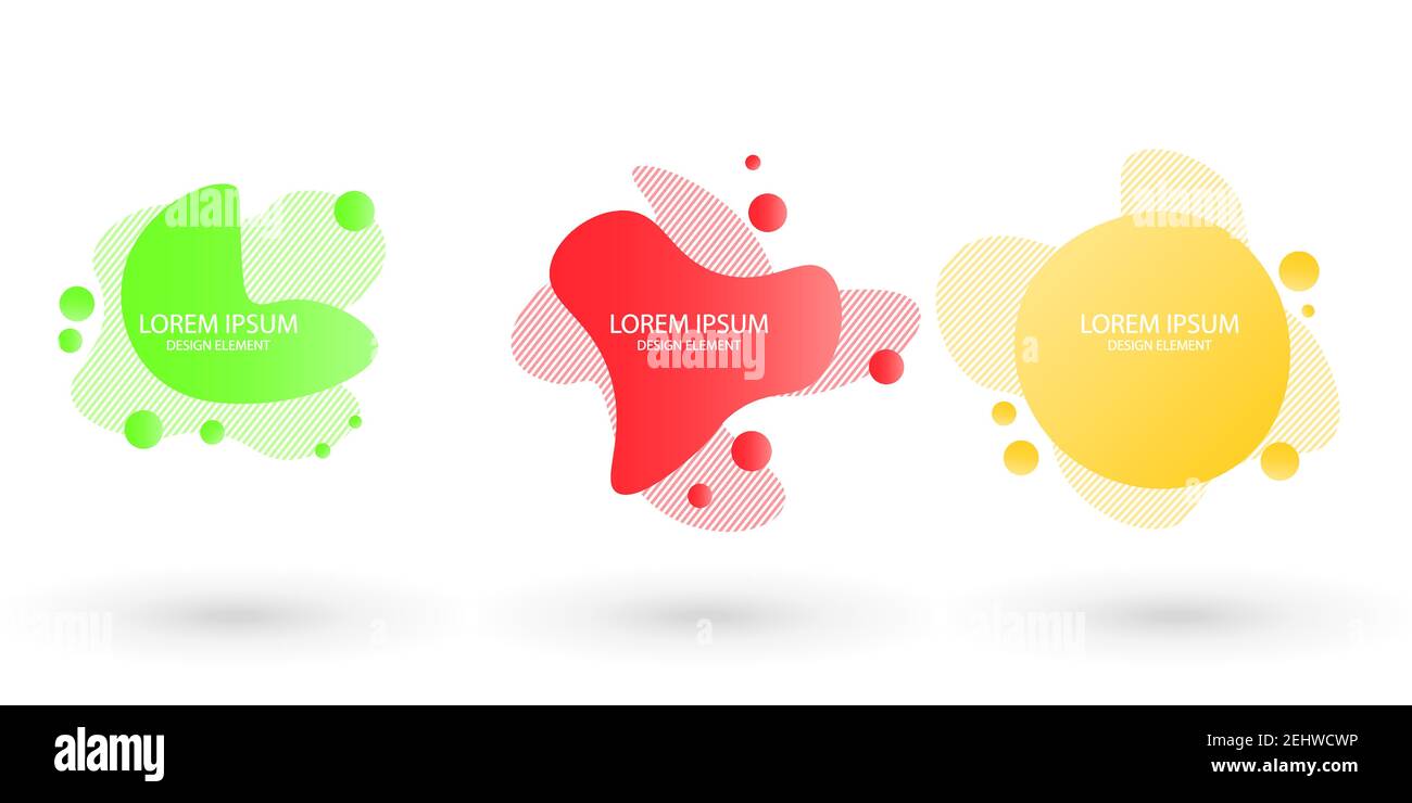 Fluid frame isolated on white background. Set of abstract liquid shapes ...