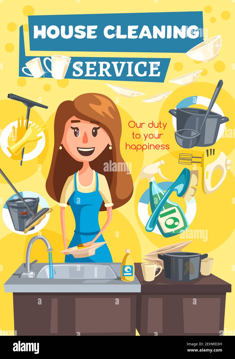 Woman washing utensils Stock Vector Images - Alamy