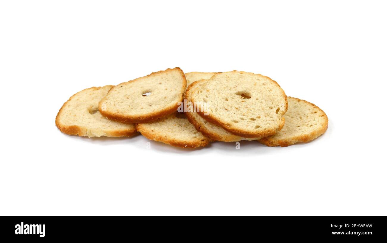 Bake rolls. Mini bread chips isolated on white background Stock Photo ...