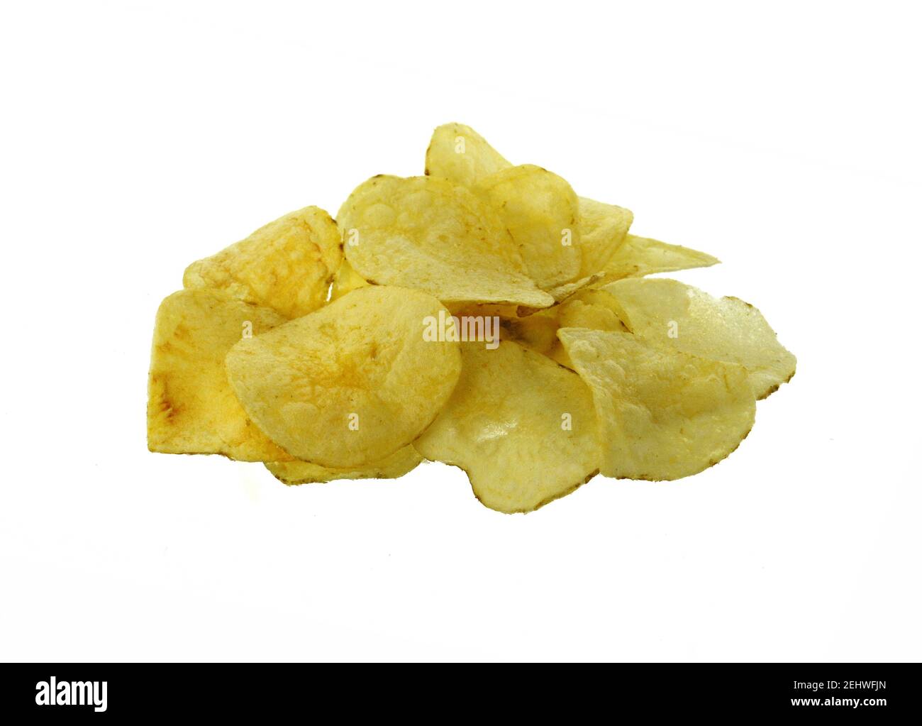 Salty Potato chips isolated on white background Stock Photo - Alamy