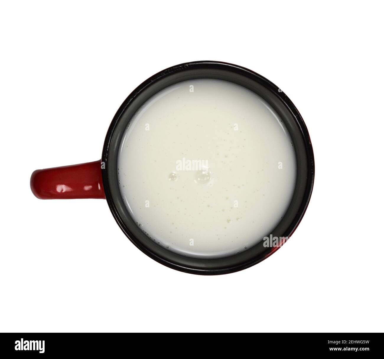 cup of fresh milk isolated on white background. Top view Stock Photo ...
