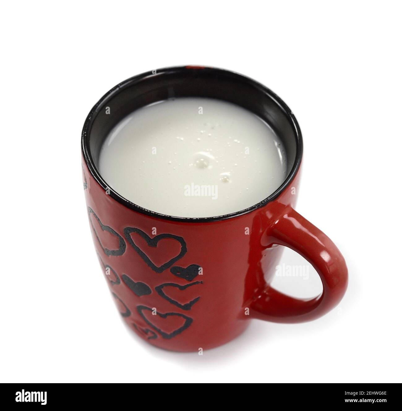 cup of fresh milk isolated on white background. Top view Stock Photo ...