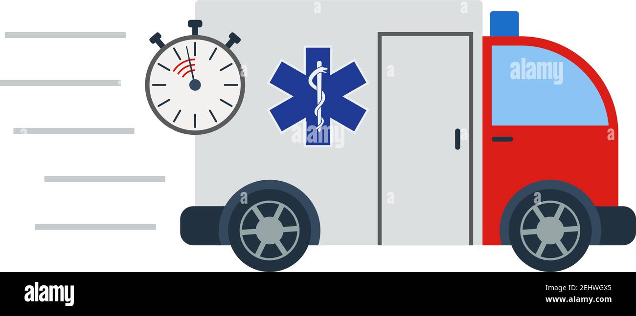 Fast Ambulance Car Icon. Flat Color Design. Vector Illustration Stock ...