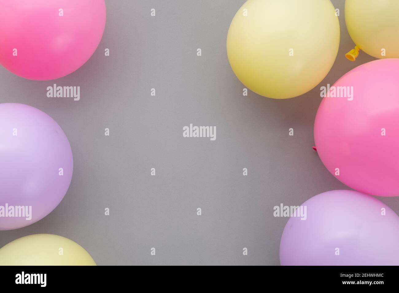 Happy birthday background, Flat lay colorful party decoration on pastel ...