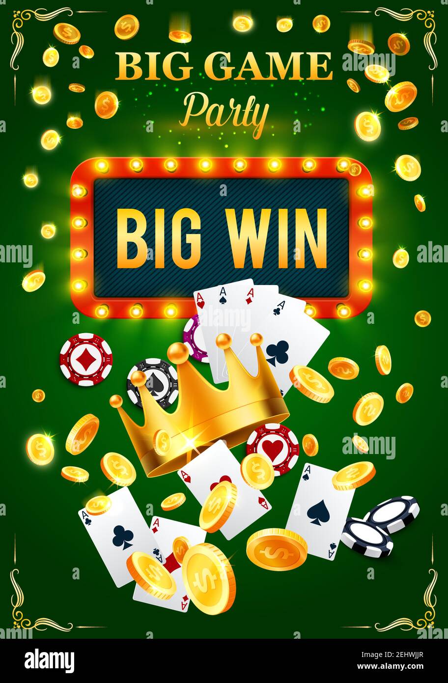 Gambling game party invitation poster for casino. Play cards and poker ...