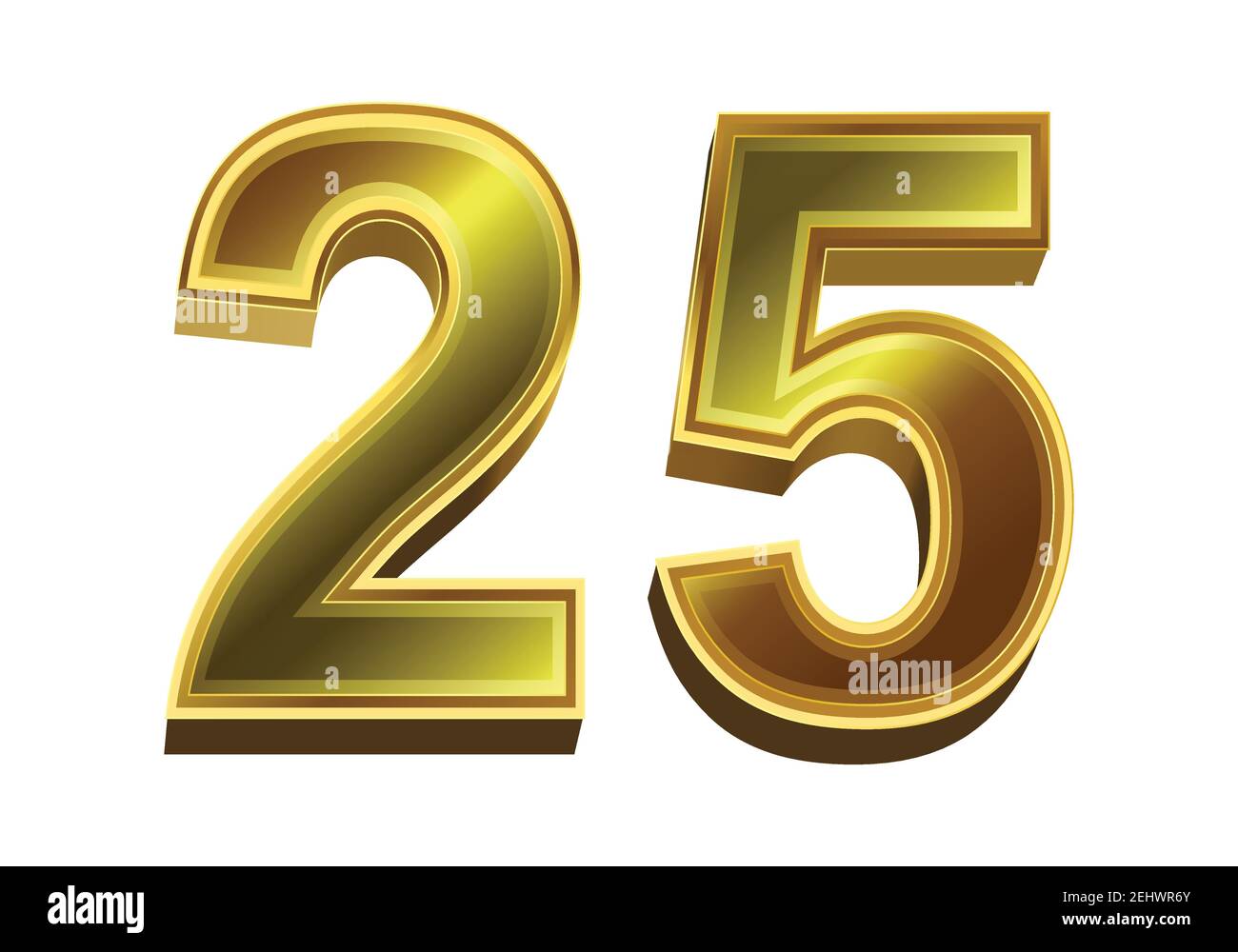 3d golden number 25 isolated on white background Stock Vector Image ...