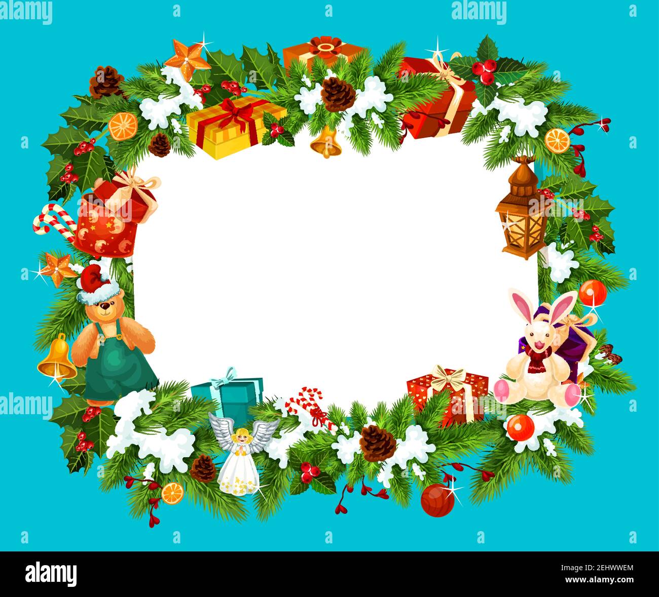 Merry Christmas and Happy New Year blank greeting card for wishes ...