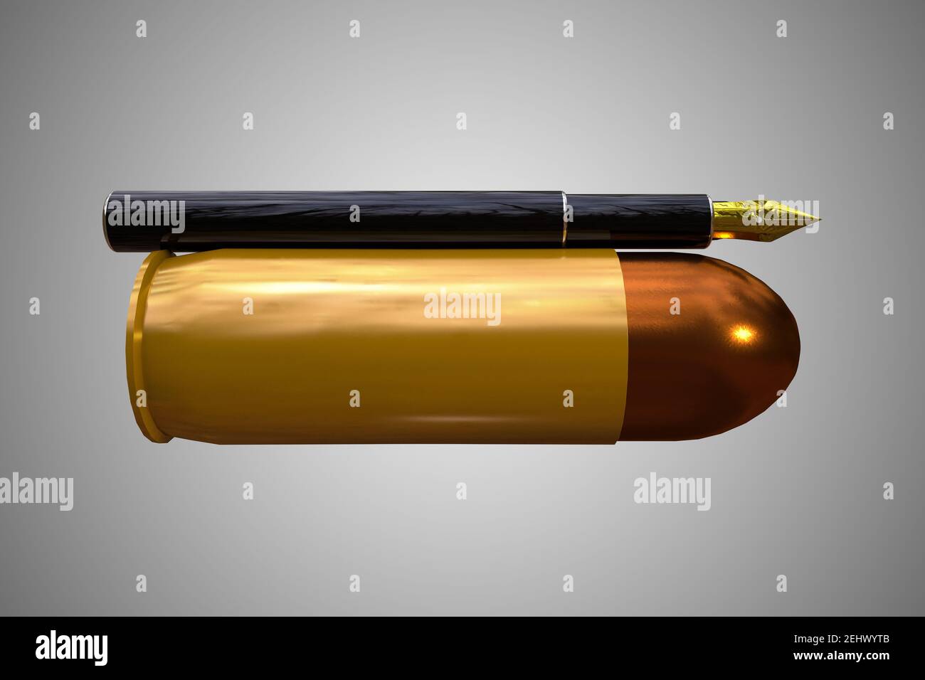 Diplomatic pen on a bullet demonstrating Diplomacy and war versus peace ...