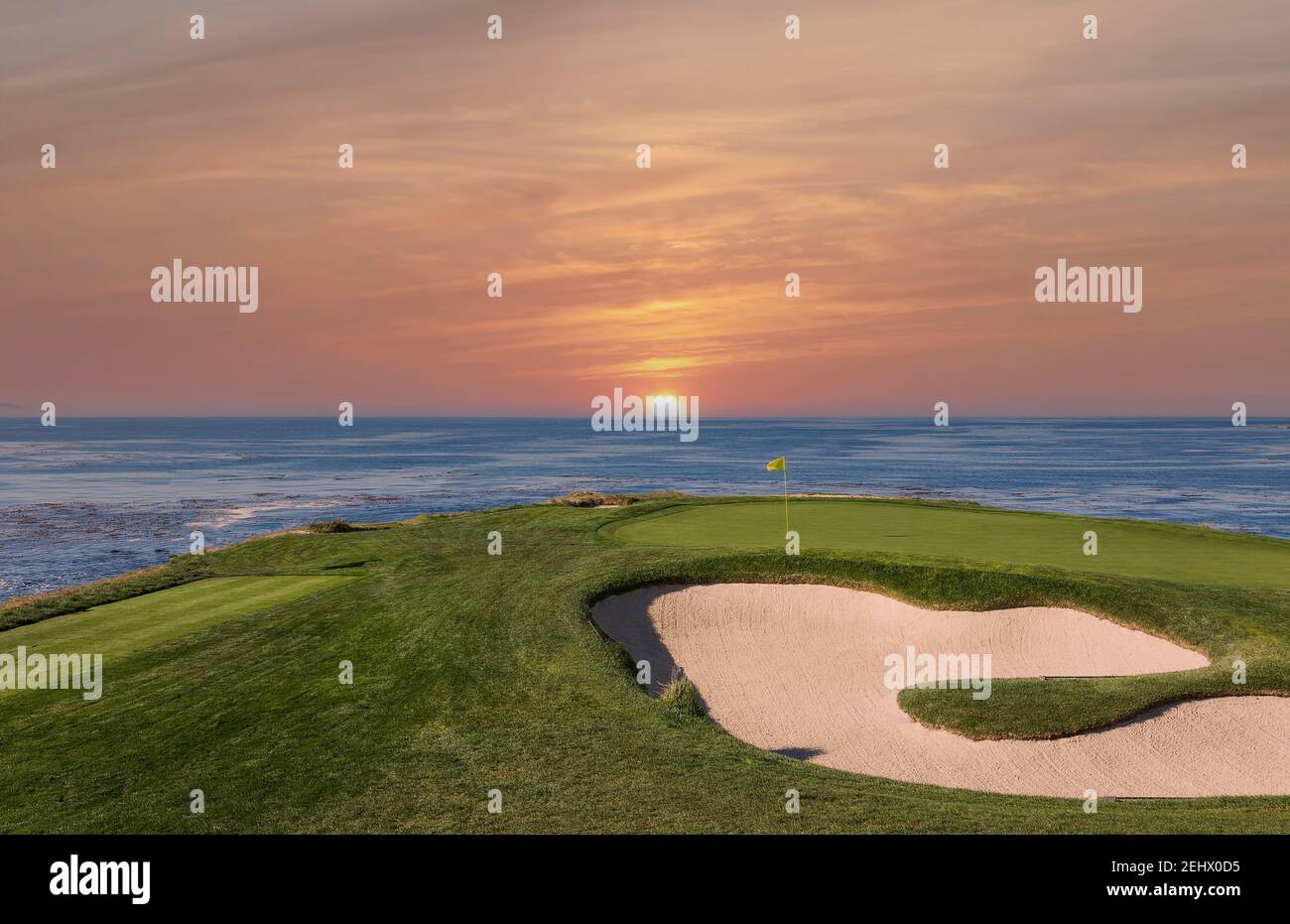 A view of Pebble Beach golf course, Monterey, California, USA Stock ...