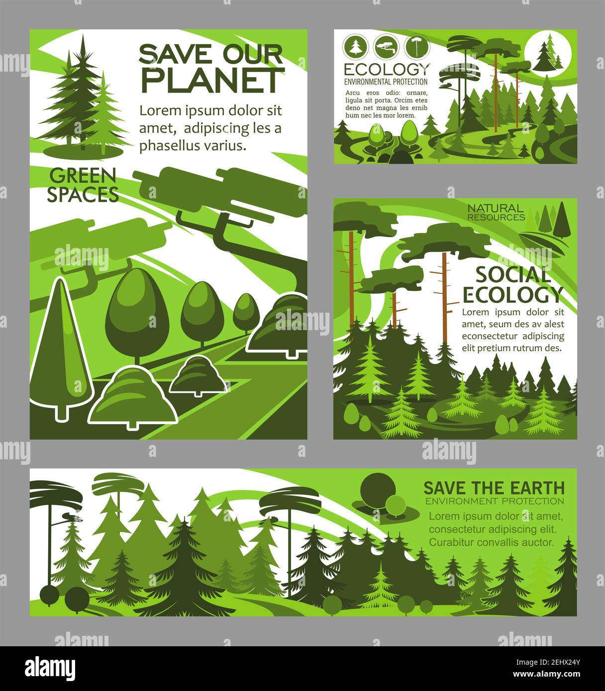 Ecology And Nature Conservation Posters And Banners For Green