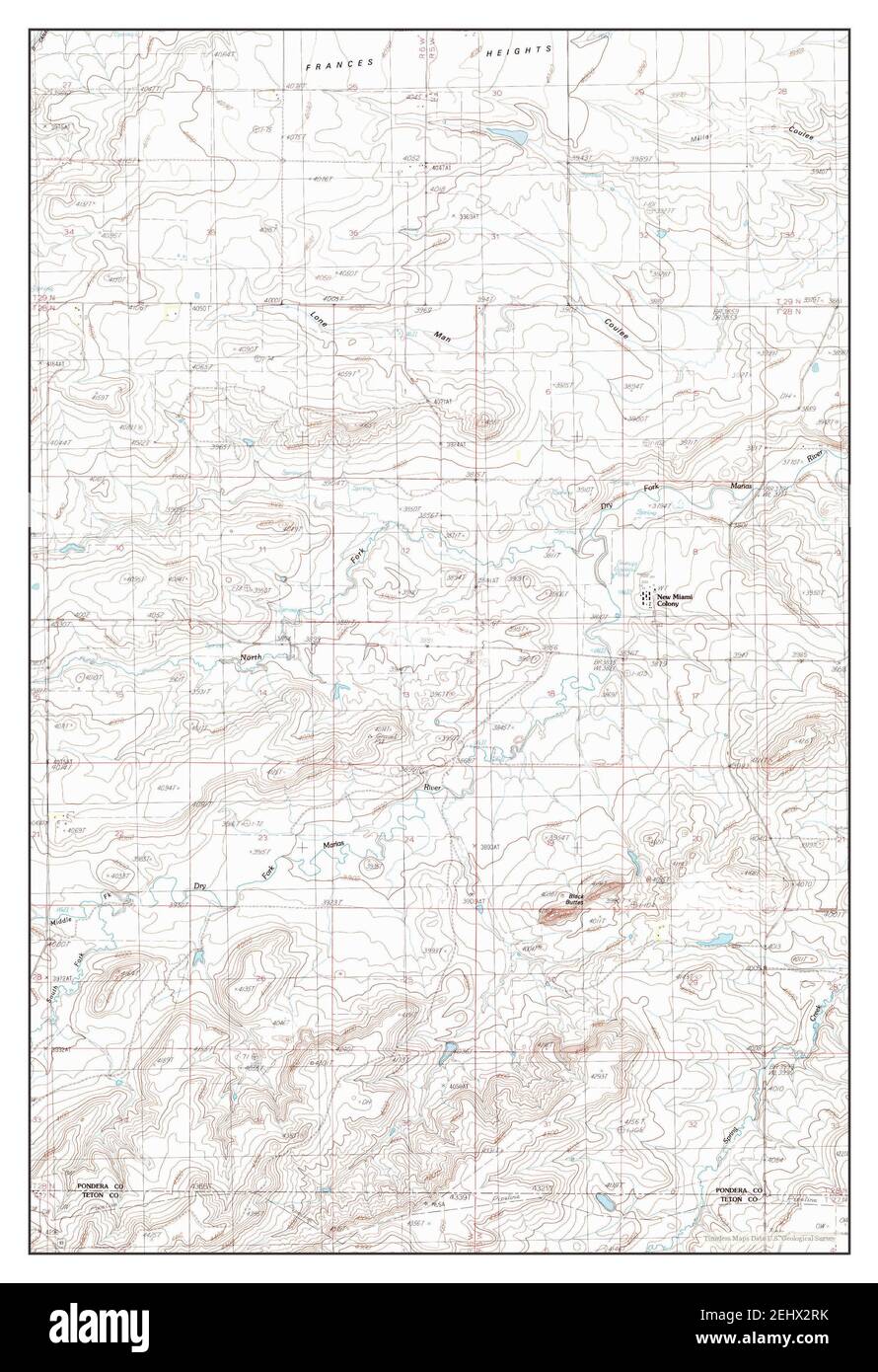 Lone Man Coulee West, Montana, map 1985, 1:24000, United States of ...
