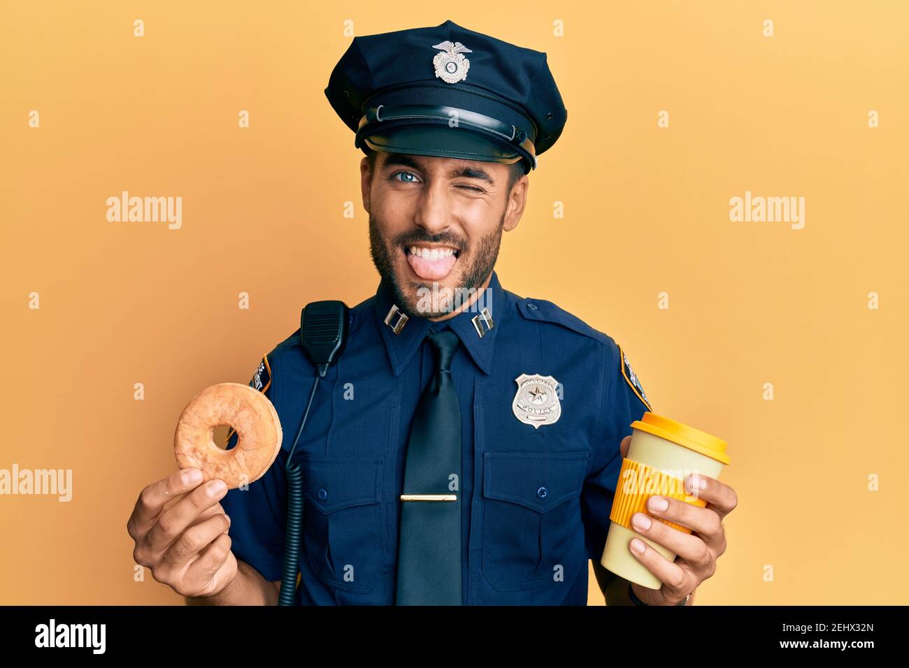 Fat Policeman Eating Doughnut