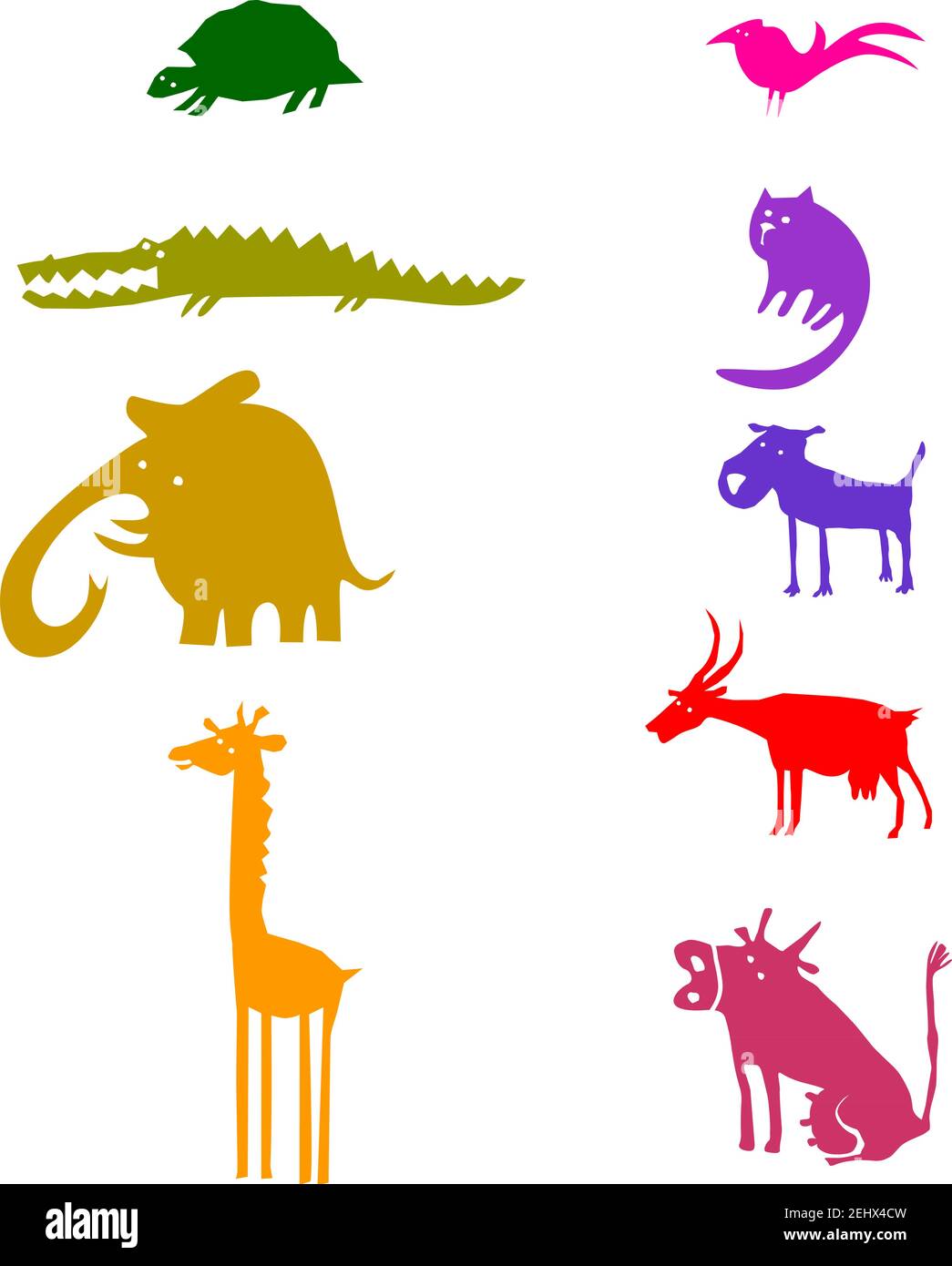 Set of funny animal silhouettes. Cartoon vector illustration Stock ...
