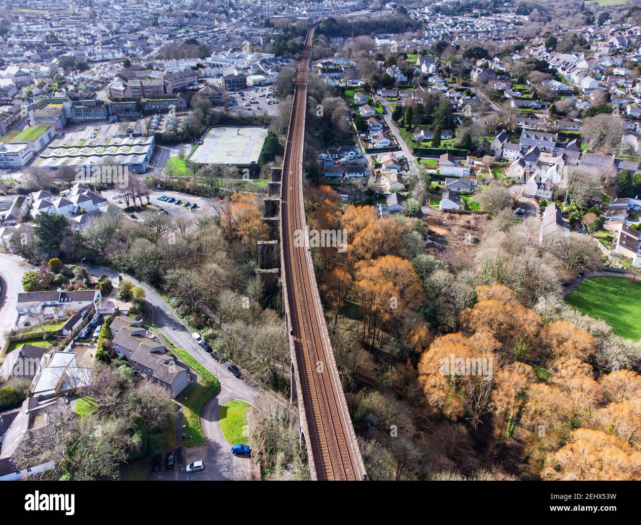 aerial view of Truro cornwall England uk drone Stock Photo - Alamy
