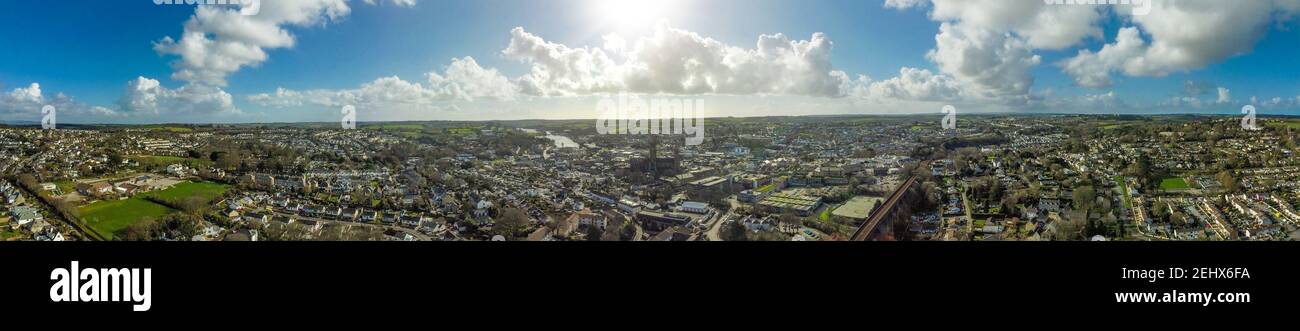 aerial view of Truro cornwall England uk drone Stock Photo - Alamy