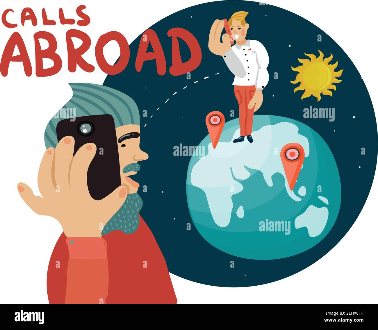 Calls abroad composition with communication between men by mobile phone ...