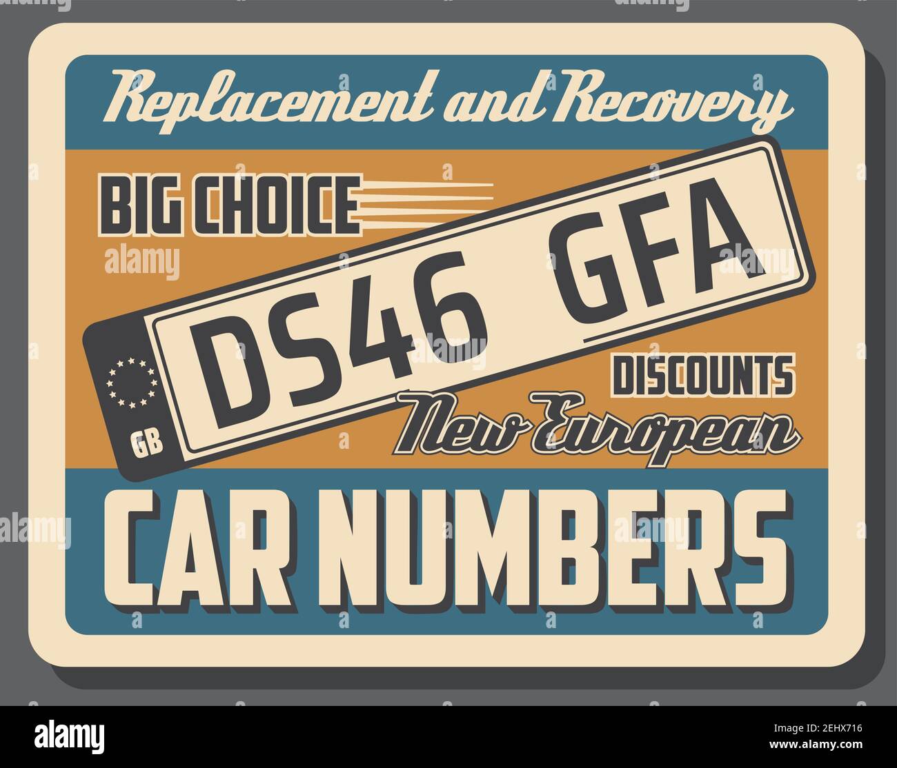 Car numbers vector retro signboard. License cards official numbers for ...