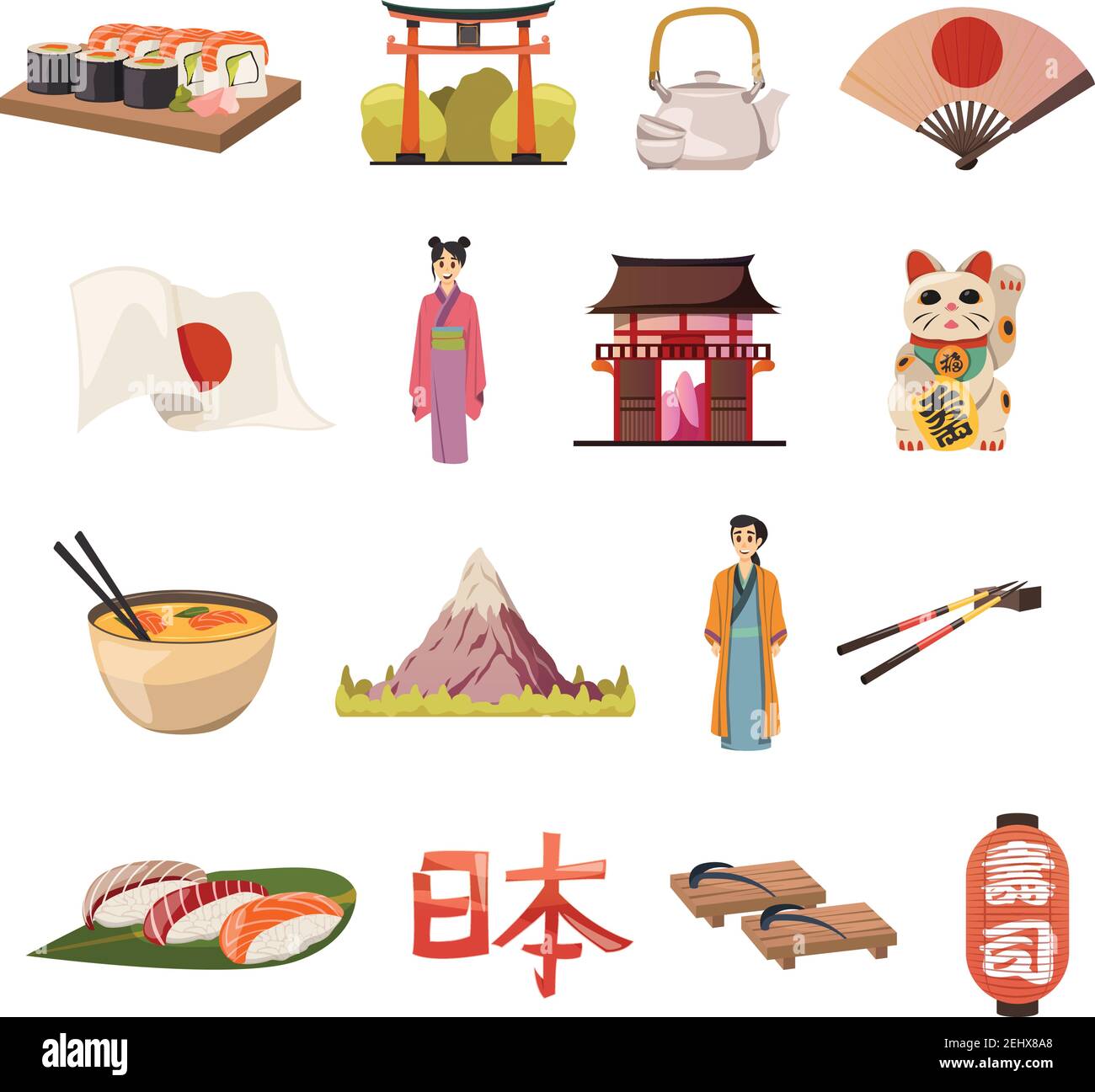 Japanese culture symbols traditions food clothing landmars and maneki ...