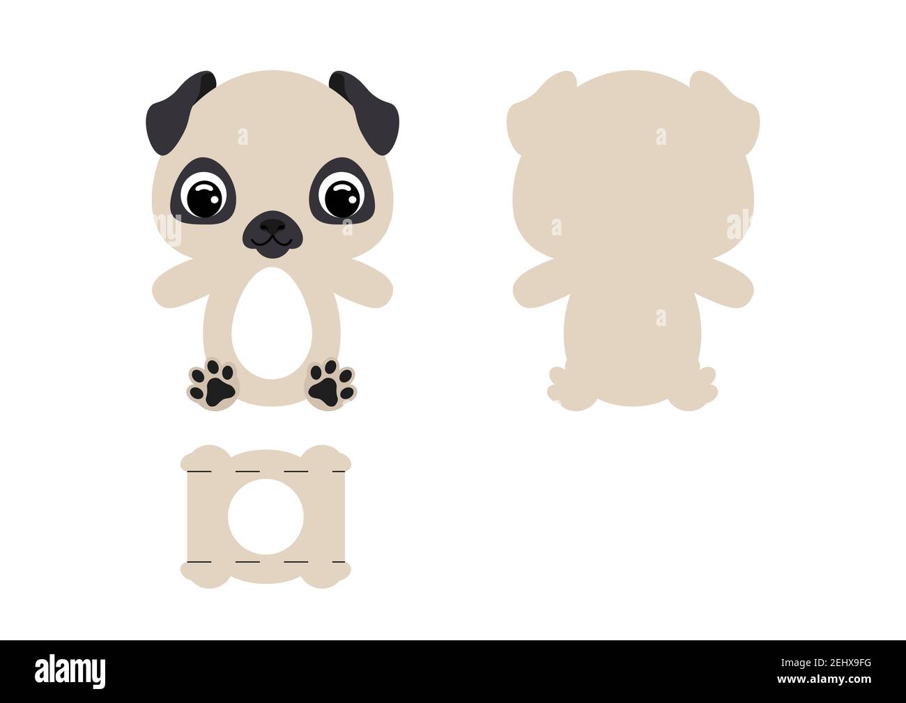 DIY cute dog chocolate egg holder template. Retail paper box for the ...