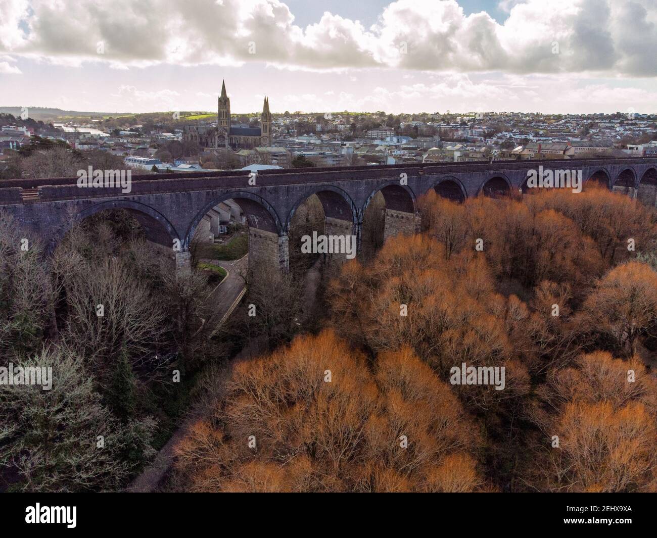 aerial view of Truro cornwall England uk drone Stock Photo - Alamy