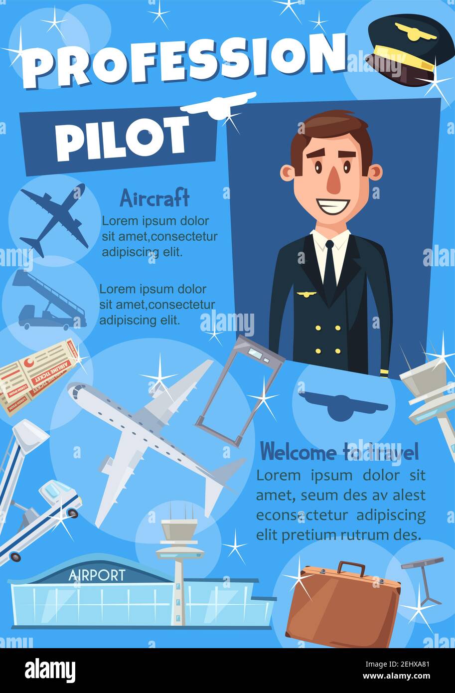 Pilot vacancy poster for transportation profession in airline and ...