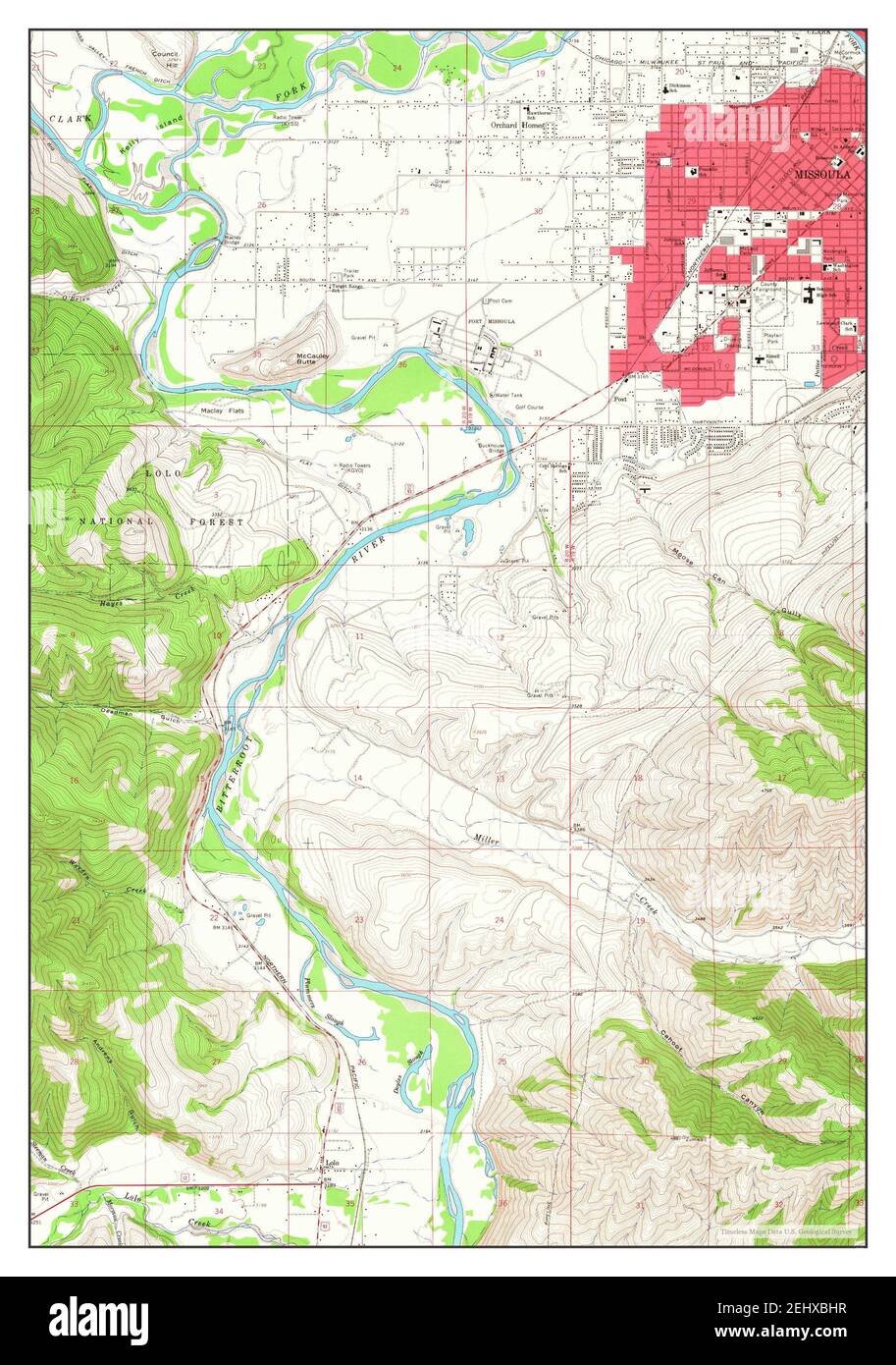 Southwest Missoula, Montana, map 1964, 1:24000, United States of ...