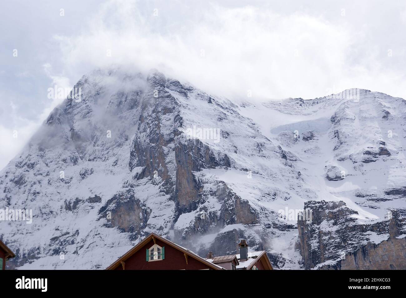 snow mountains in cloudy weather, Top of Europe, Alps, Switzerland ...