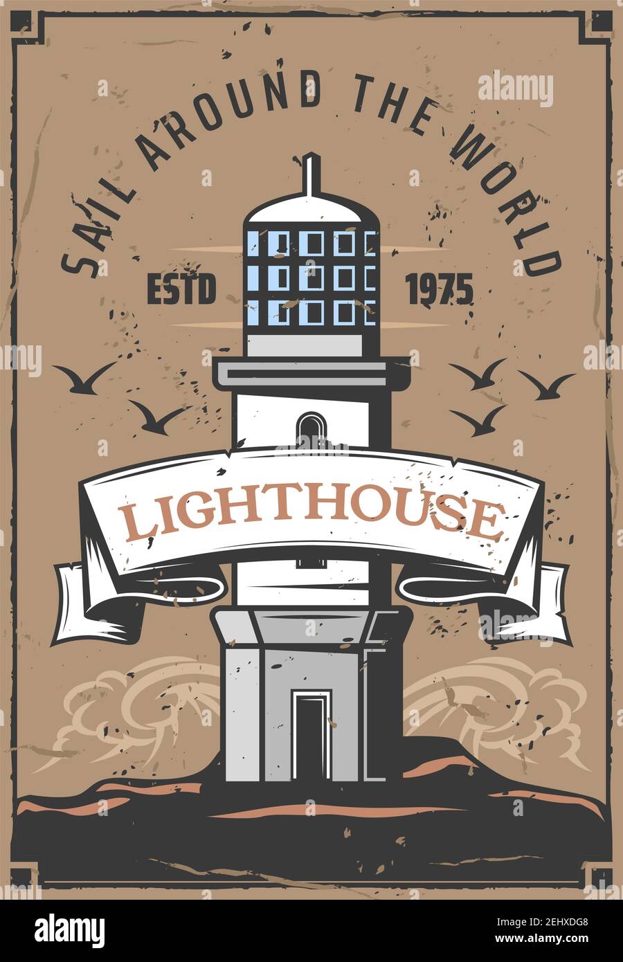 Lighthouse or nautical beacon, marine travel and tourism vector design ...