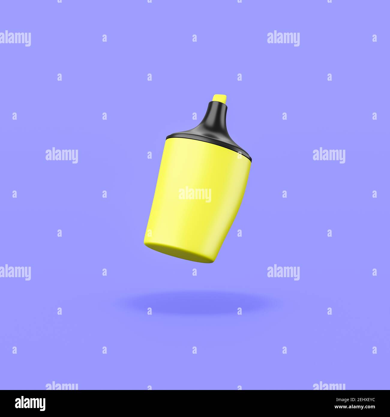 Yellow Highlighter on Purple Background Stock Photo - Alamy