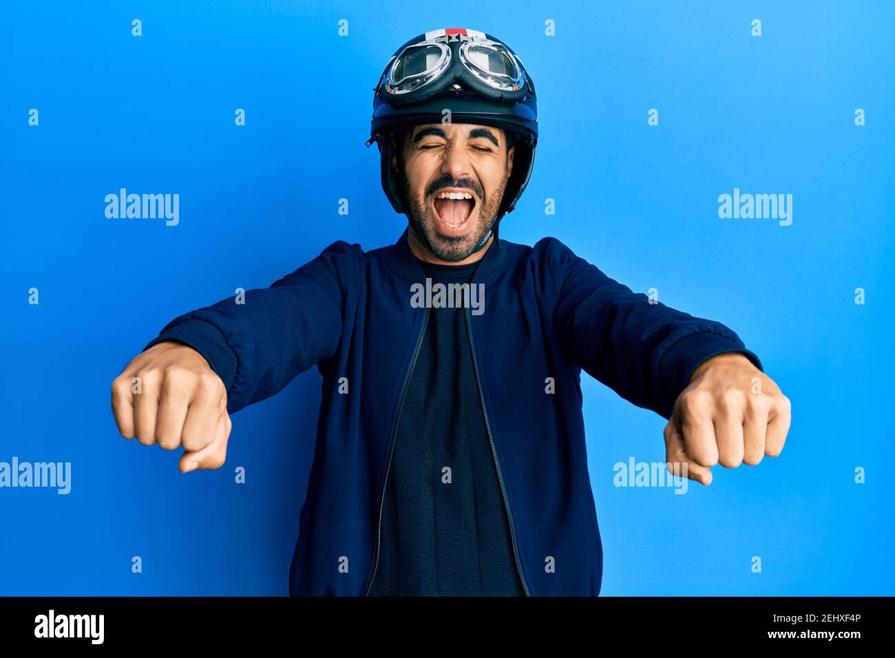 Motorcycle helmet guy open face hi-res stock photography and images - Alamy