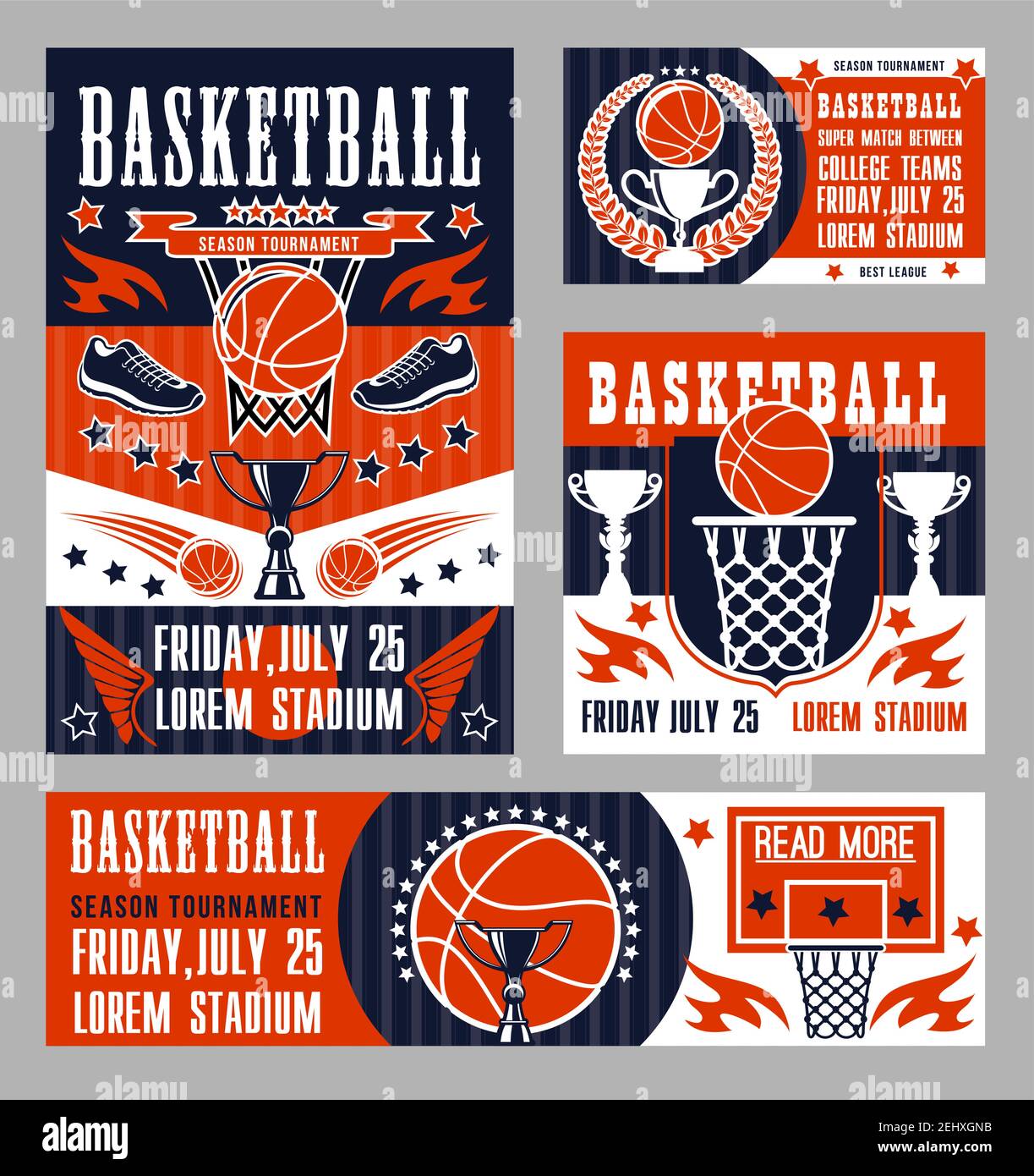 Basketball sport championship or college teams tournament posters ...