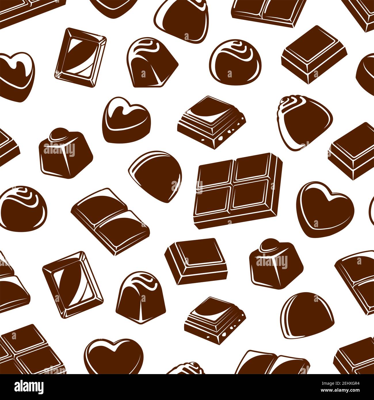 Chocolate candies seamless pattern background with sweet food desserts ...